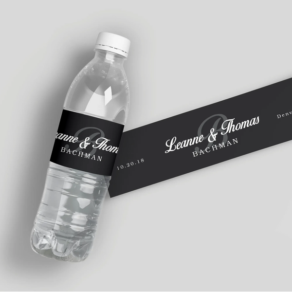 Gray Monogram Water Bottle Labels | Classy Favors – iCustomLabel